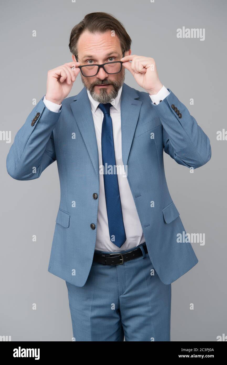 Perfect male. looking smart and intelligent. man with beard and glasses ...