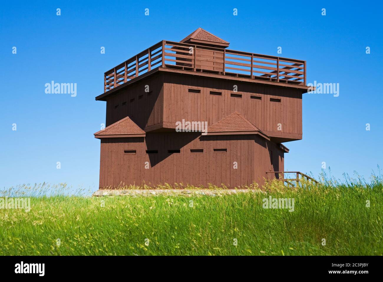 Blockhouse in Fort Lincoln State Park, Mandan, North Dakota, USA Stock ...