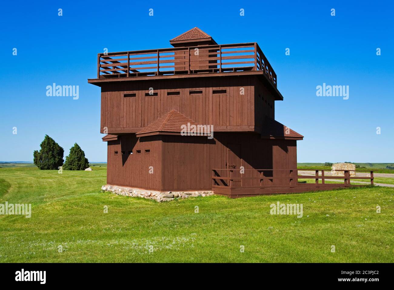 Blockhouse in Fort Lincoln State Park, Mandan, North Dakota, USA Stock ...