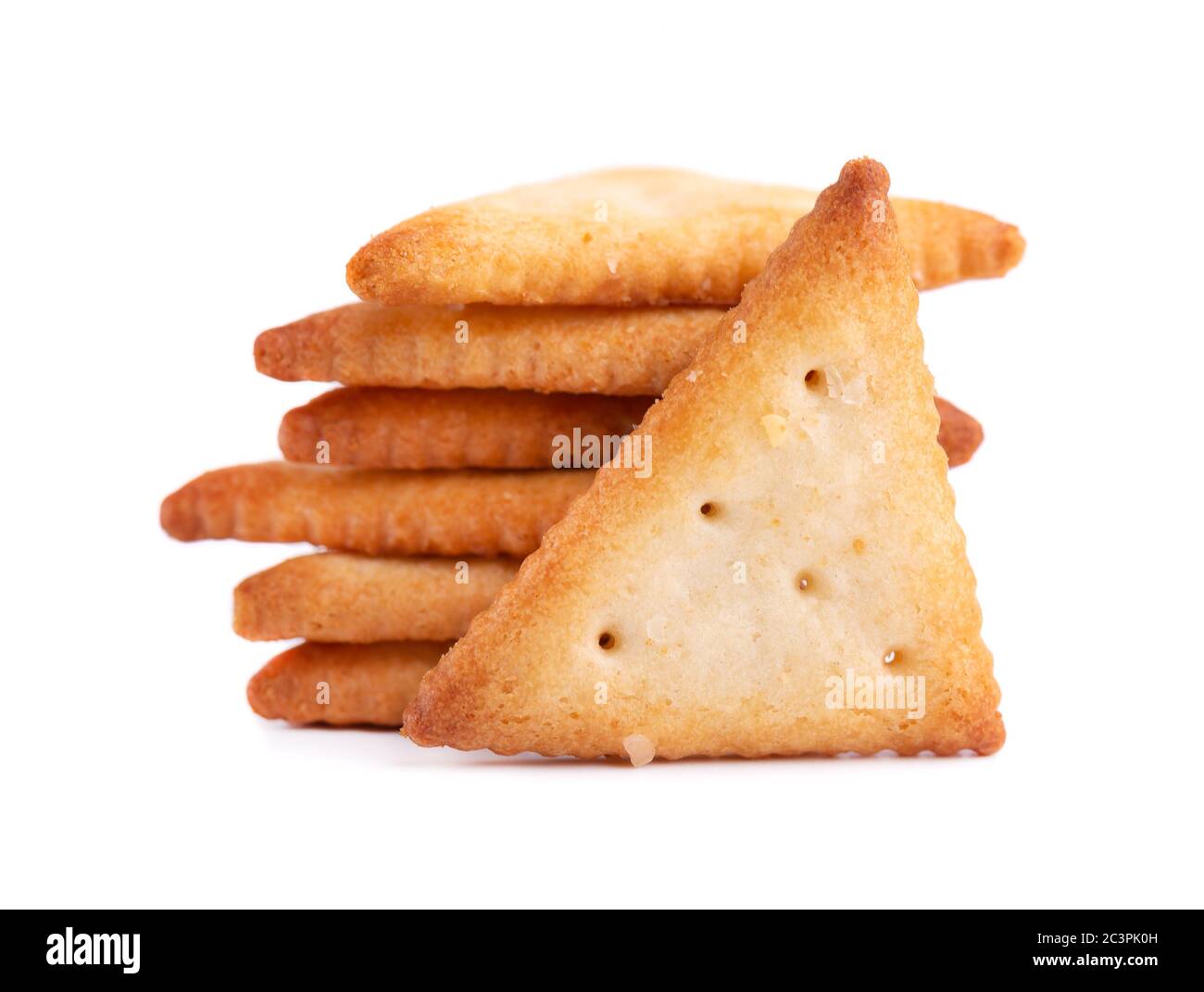 Stack round cracker isolated on white background. Dry cracker cookies ...