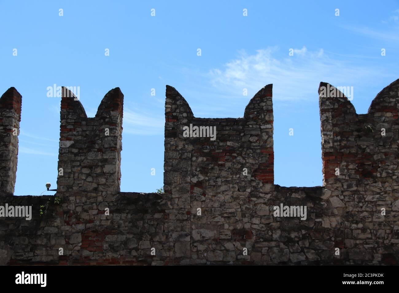 architectural detail of ancient castle in Brescia, a city in northern ...