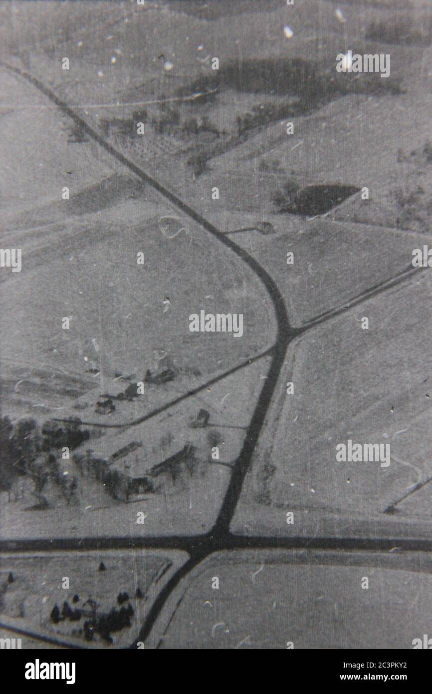 Fine 70s vintage black and white extreme aerial photography of ...