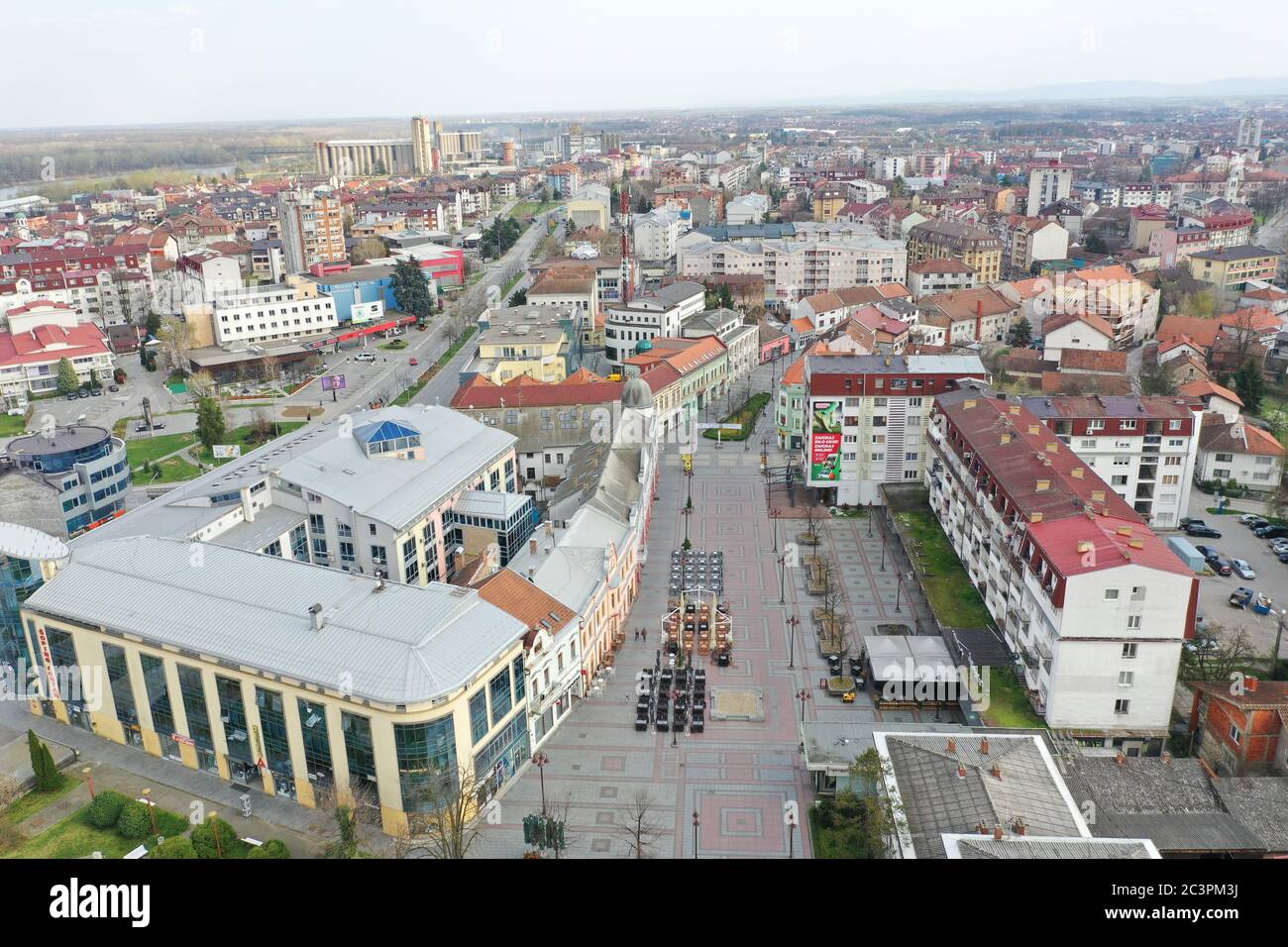 Aerial view of the Brcko district downtown, Bosnia and Herzegovina ...