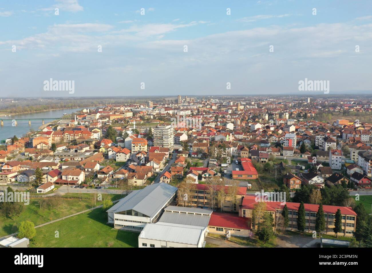 Aerial view of the Brcko district downtown, Bosnia and Herzegovina ...