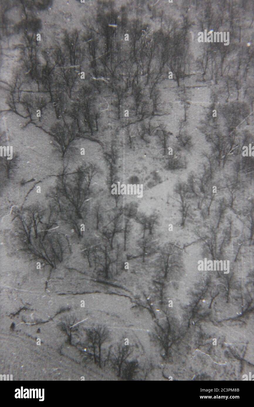 Fine 70s vintage black and white extreme aerial photography of ...