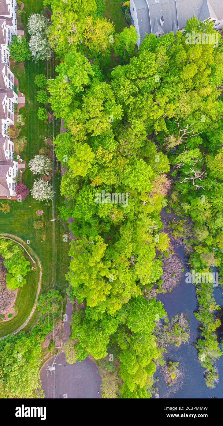 Aerial View of a Lake & Path Way near Manchester Connecticut USA Stock ...