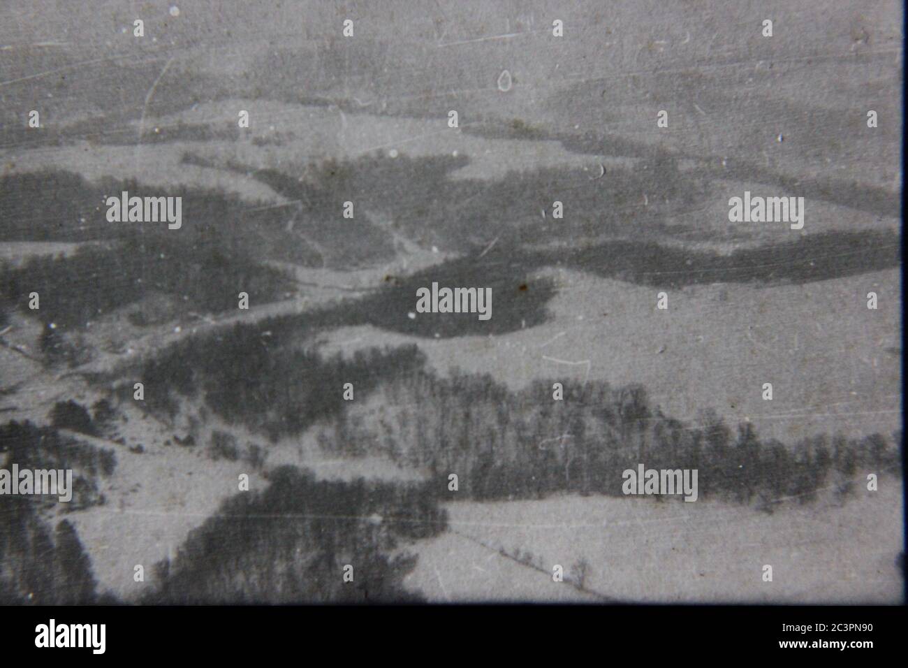 Fine 70s vintage black and white extreme aerial photography of a huge ...