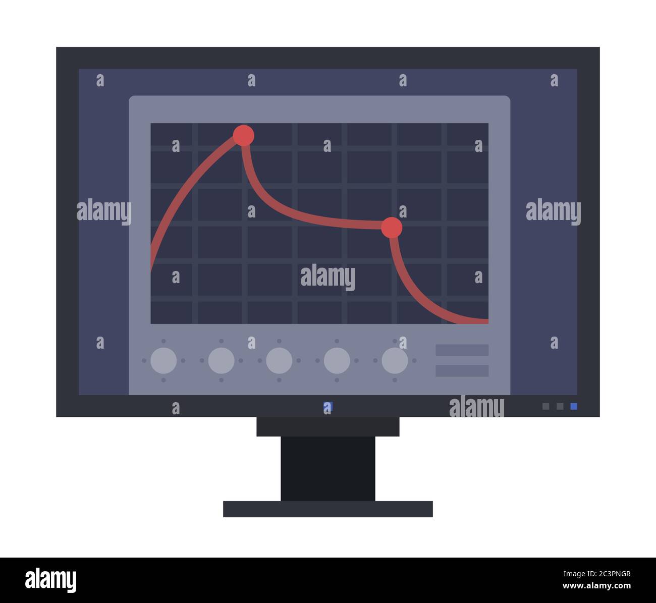 Image of red graph with two dots on monitor screen Musician vector icon ...