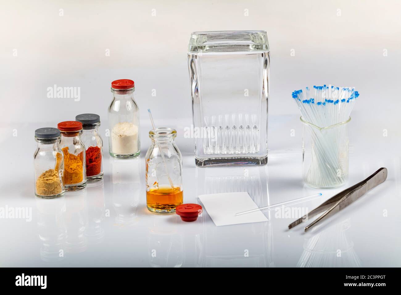 TLC equipments include, capillaries, silica gel, jar and compounds ...