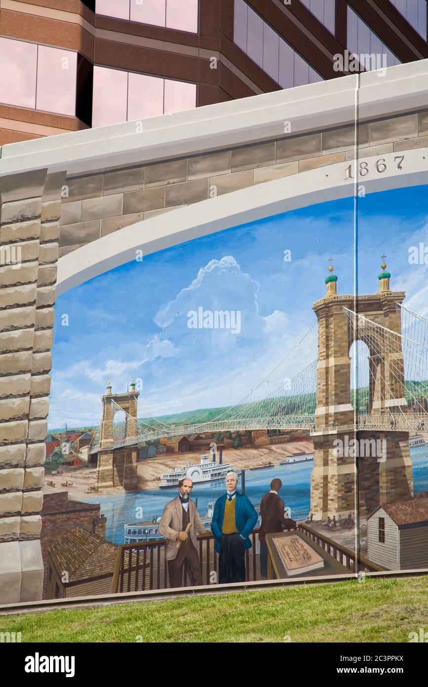 Roebling mural by Robert Dafford on the Ohio River leveeCovington ...
