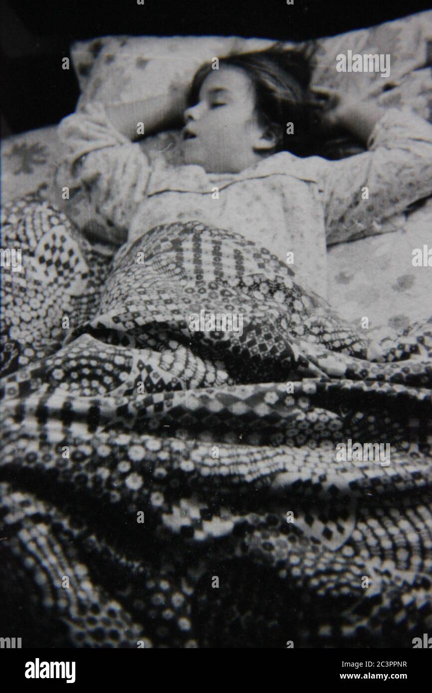 Fine 70s vintage black and white extreme photography of an eight year ...