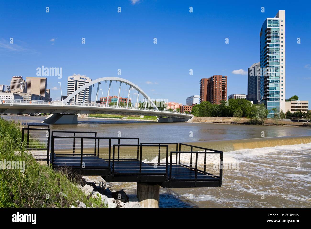 Columbus skyline & the Scioto River,Ohio,USA Stock Photo - Alamy