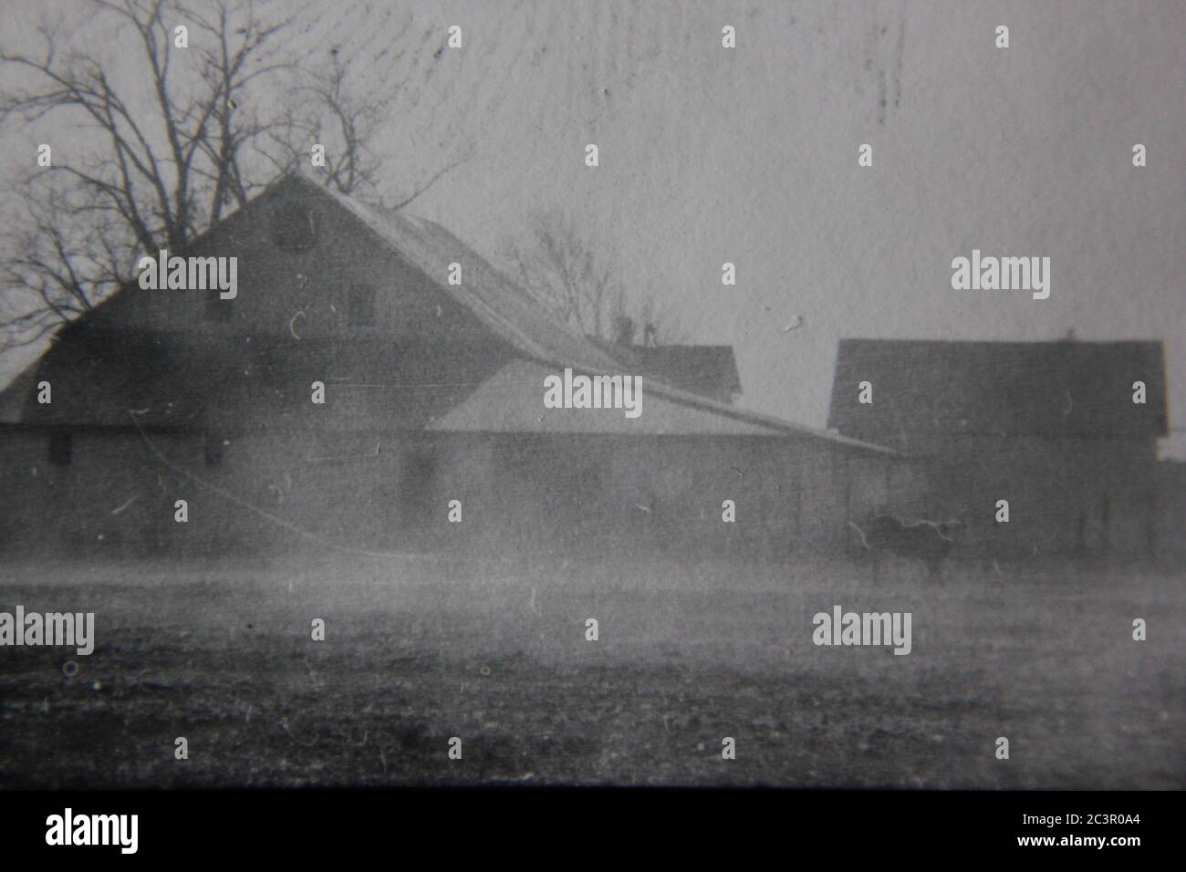 Fine 70s vintage black and white extreme photography of a huge farm ...