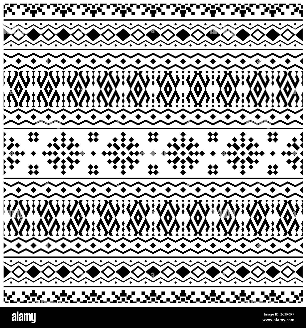 Seamless Ethnic Pattern Illustration vector with tribal design in black ...