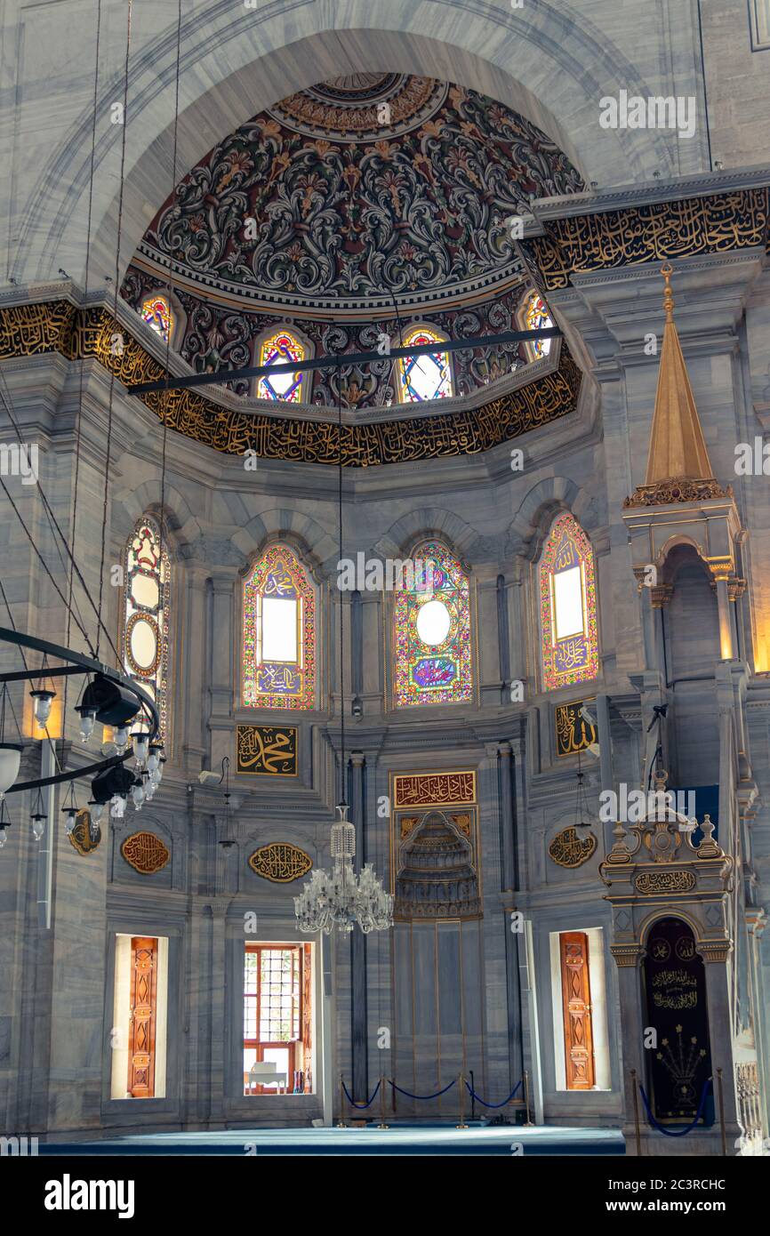 details of the altar and lights entering a lonely mosque in Istanbul ...