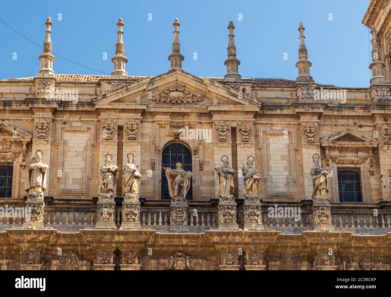Facade of Jaén Cathedral Jaén in Spain with sculptures and columns ...