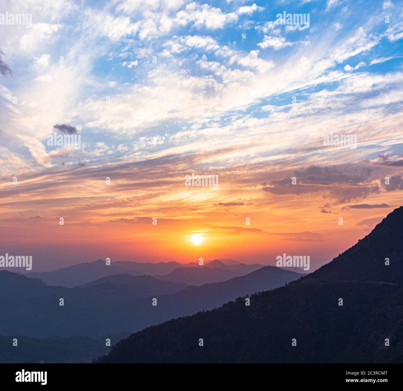 Beautiful landscape of hills over the sunset - perfect for background ...