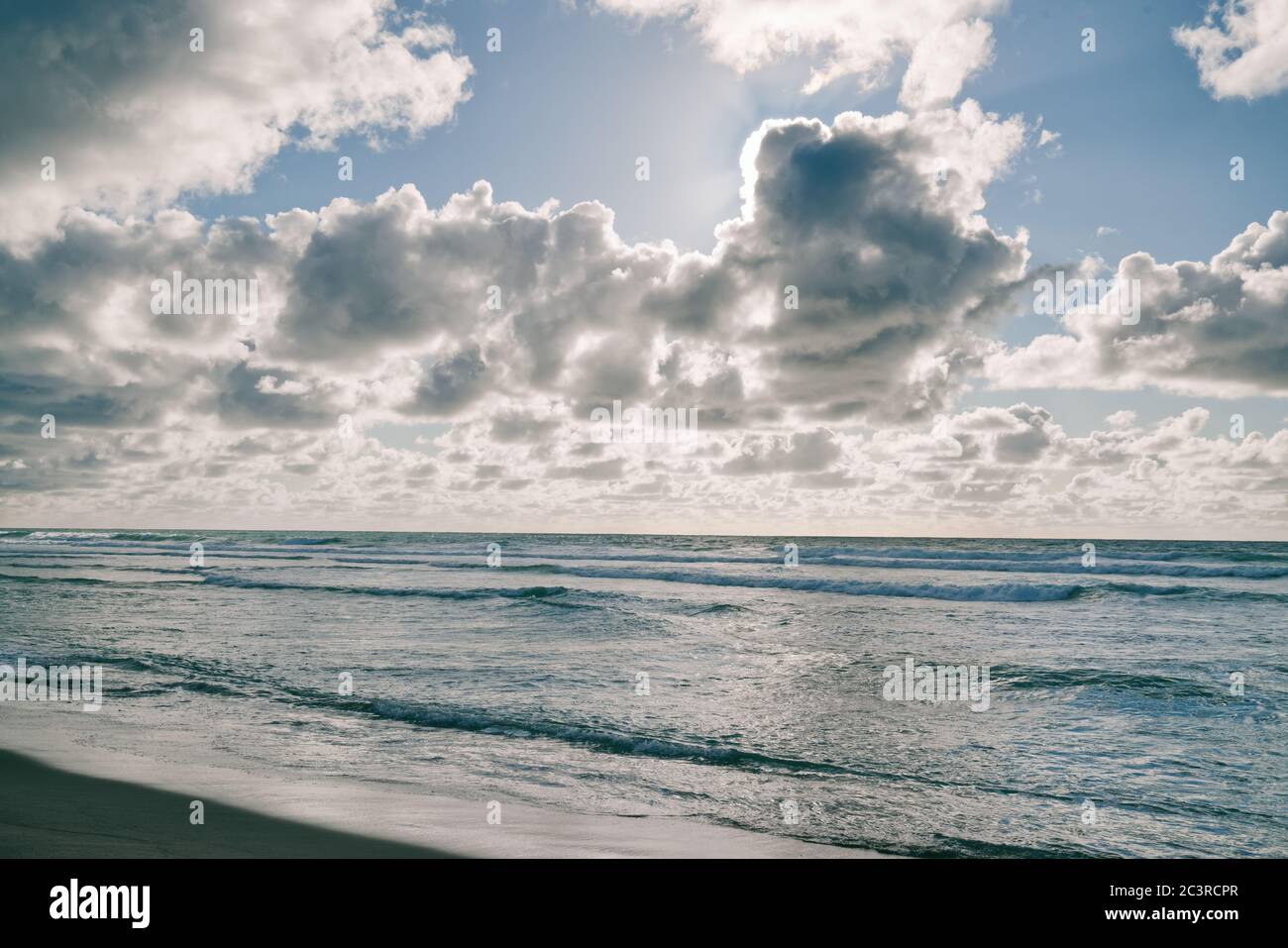 Abstract seascape background. Blue ocean and dramatic cloudy sky Stock ...