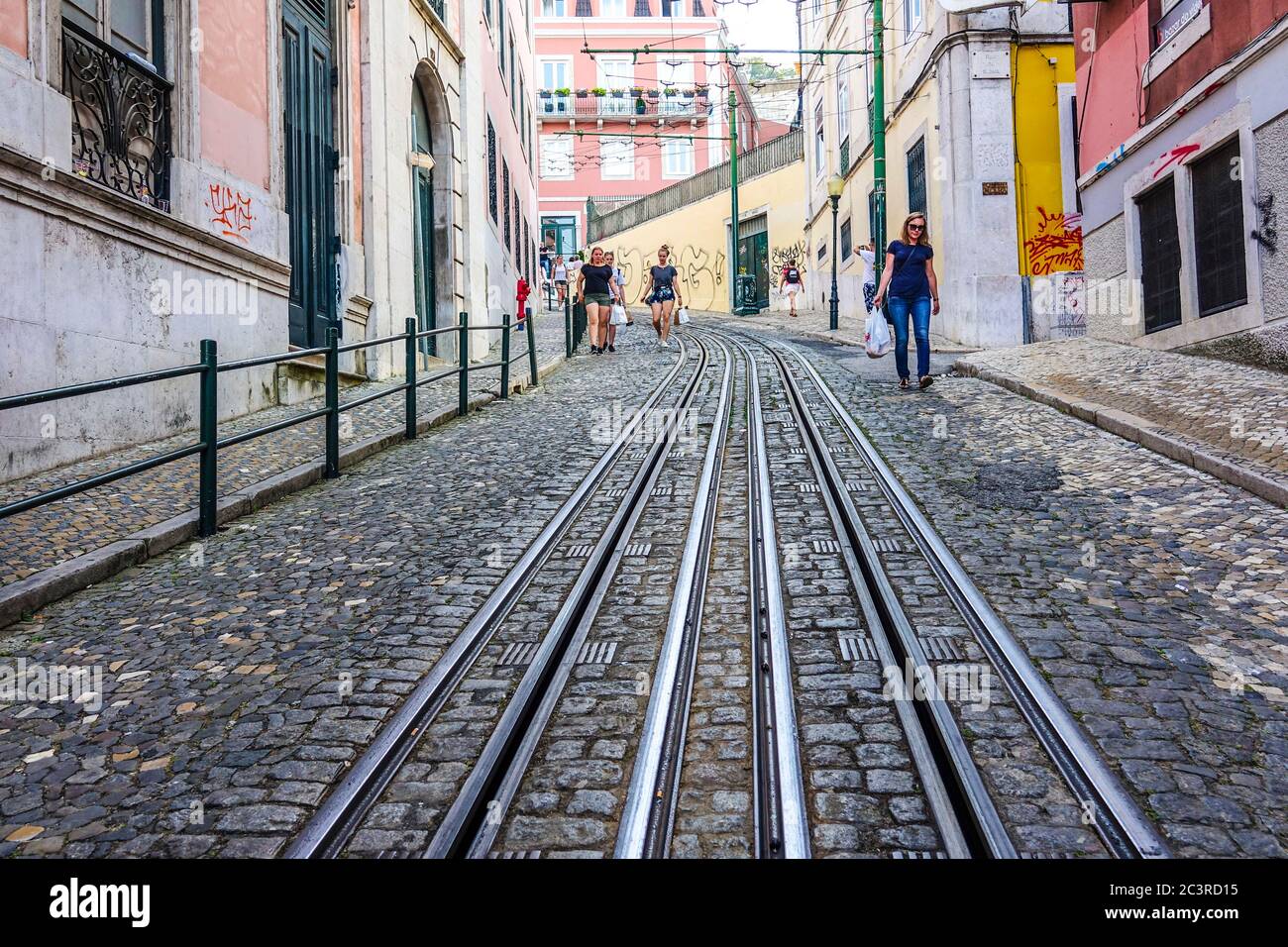 Funicular cable car in the city of Lisbon Stock Photo - Alamy