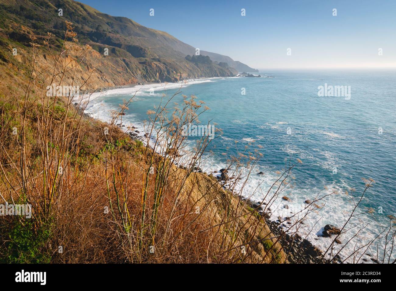 Scenic landscape. Cliffs and Pacific Ocean. Big Sur, California Coast ...