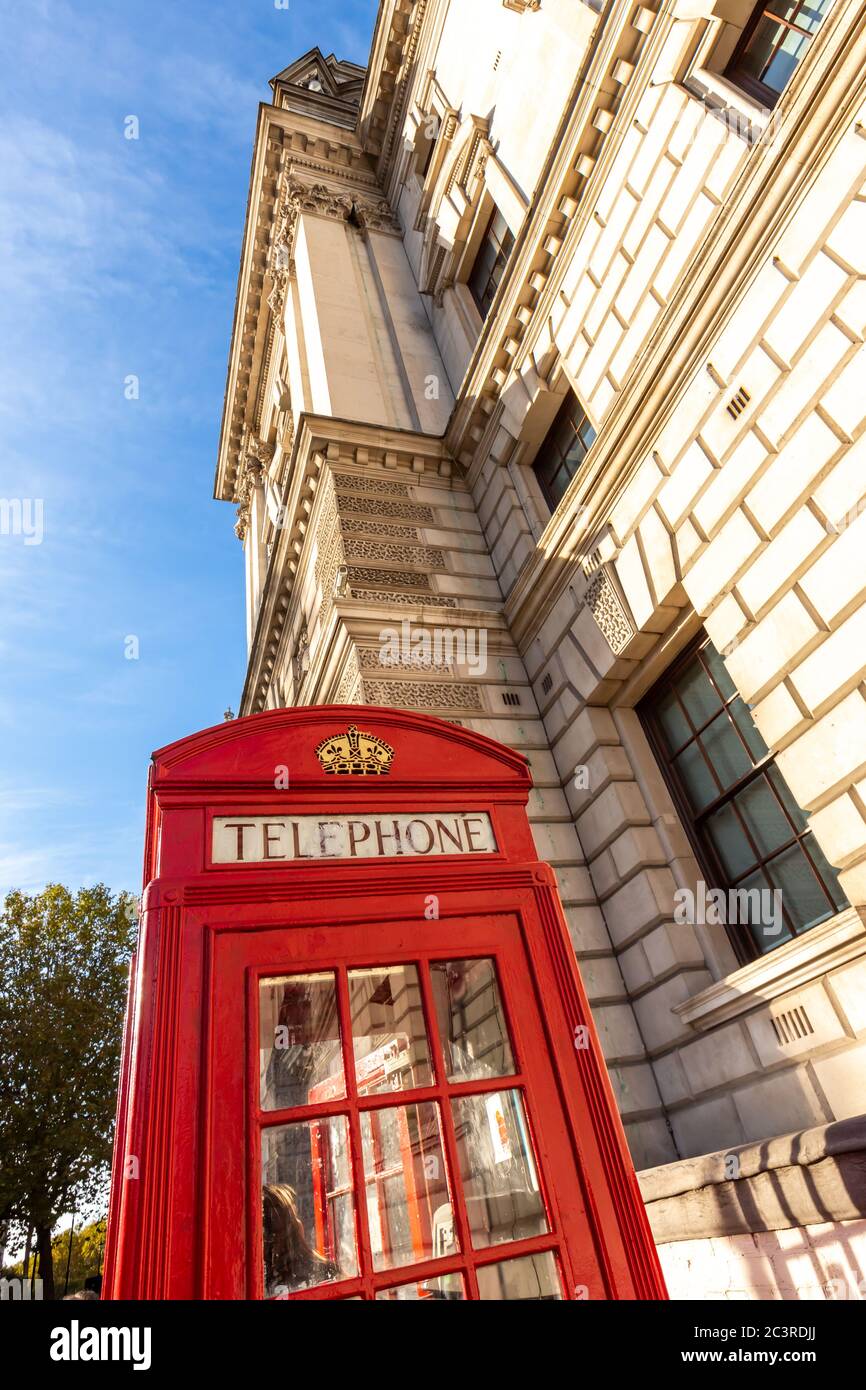 Red phone booth in London. United Kingdom, Europe Stock Photo - Alamy