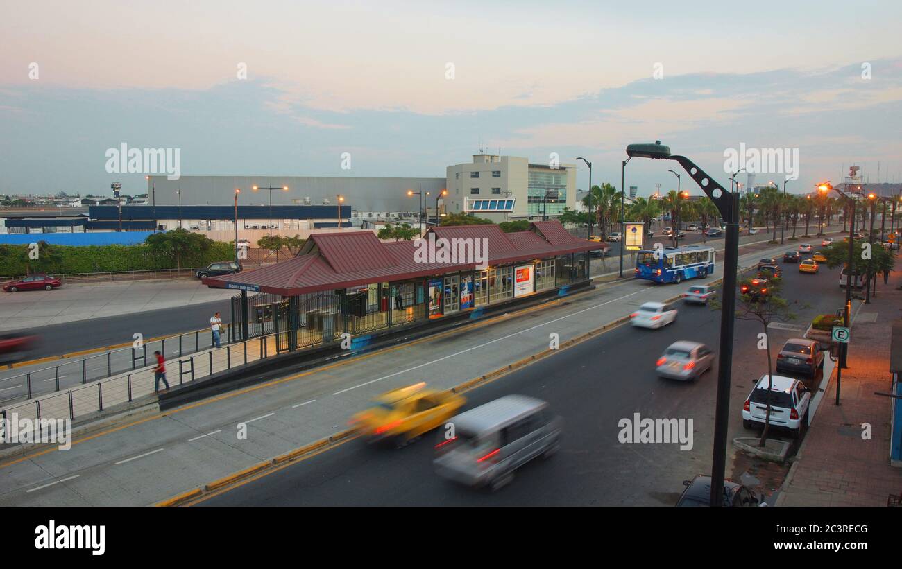 Guayaquil, Guayas / Ecuador - September 4 2016: View of bus stop of the ...