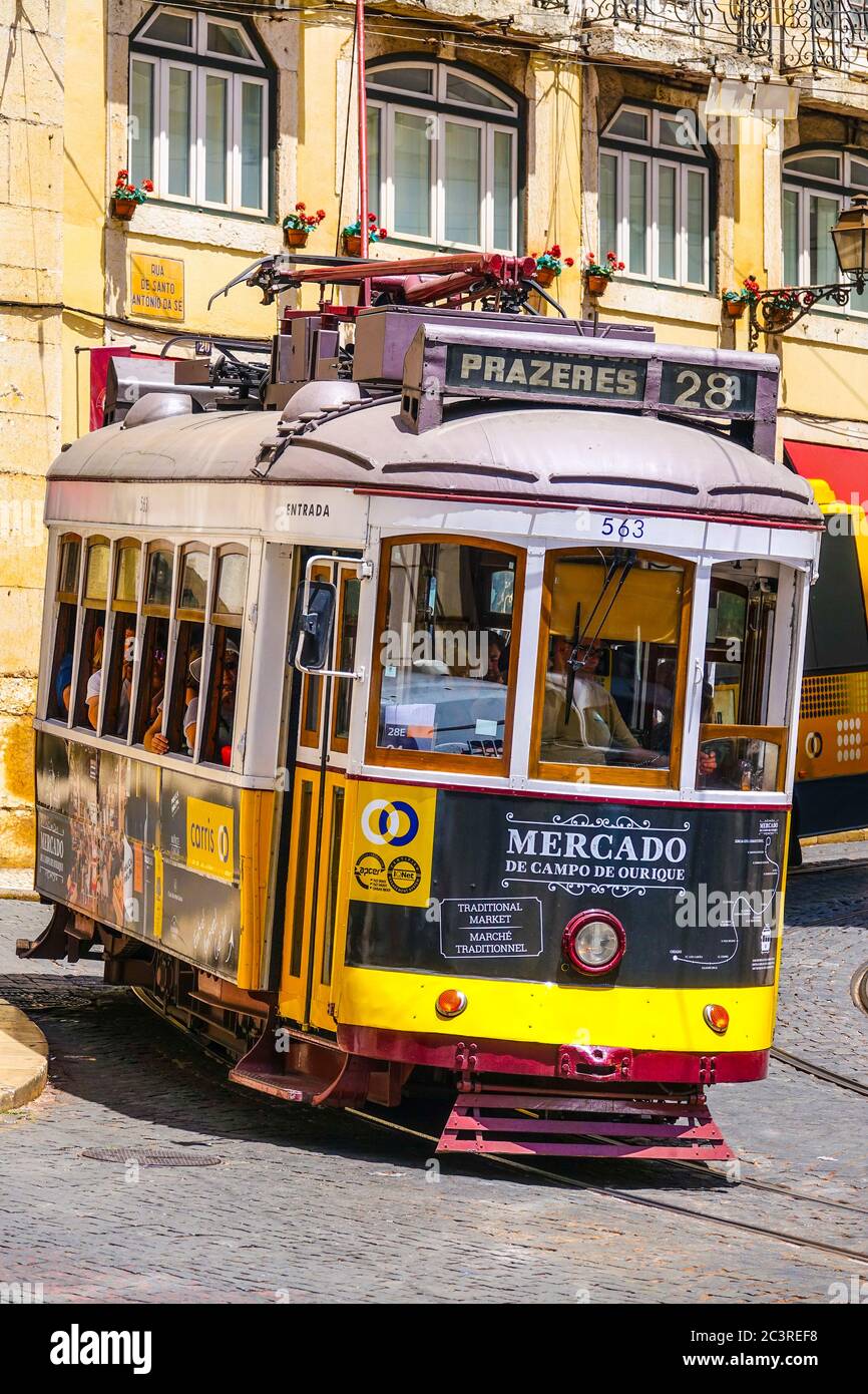 Tram number 28 in alfama hi-res stock photography and images - Alamy