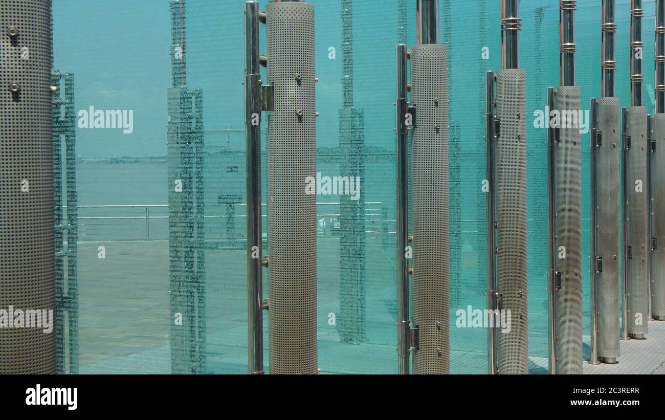 Guayaquil, Guayas / Ecuador - September 4 2016: Detail of glass panels ...
