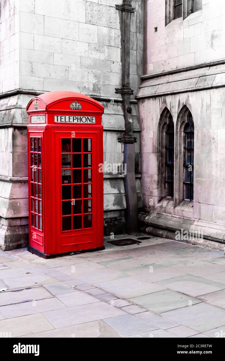 Red phone booth in London. United Kingdom. UK. Europe Stock Photo - Alamy