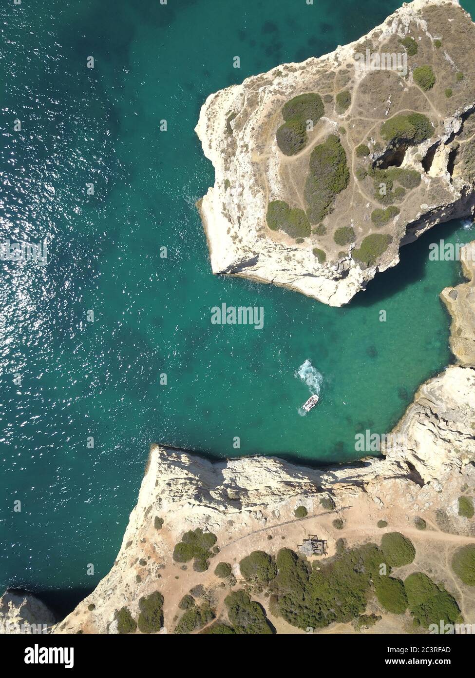 Aerial view of the calm sea and the cliffs on a sunny day Stock Photo ...