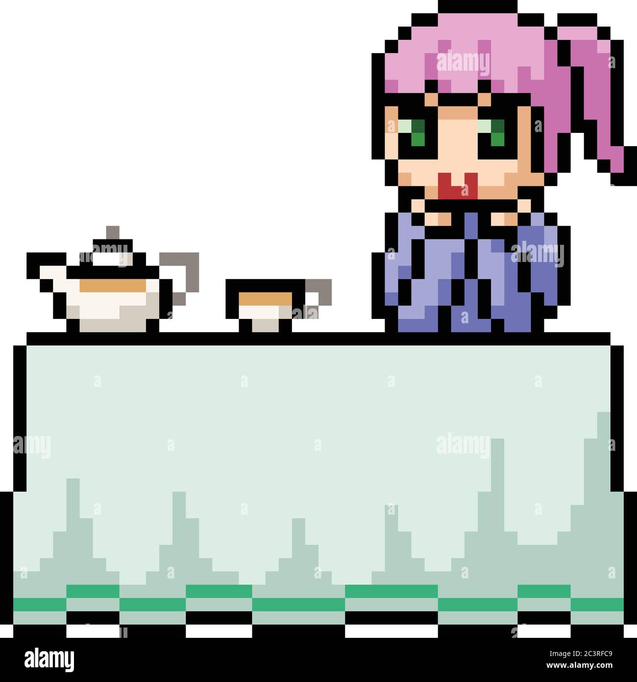 vector pixel art girl relax isolated cartoon Stock Vector Image & Art ...