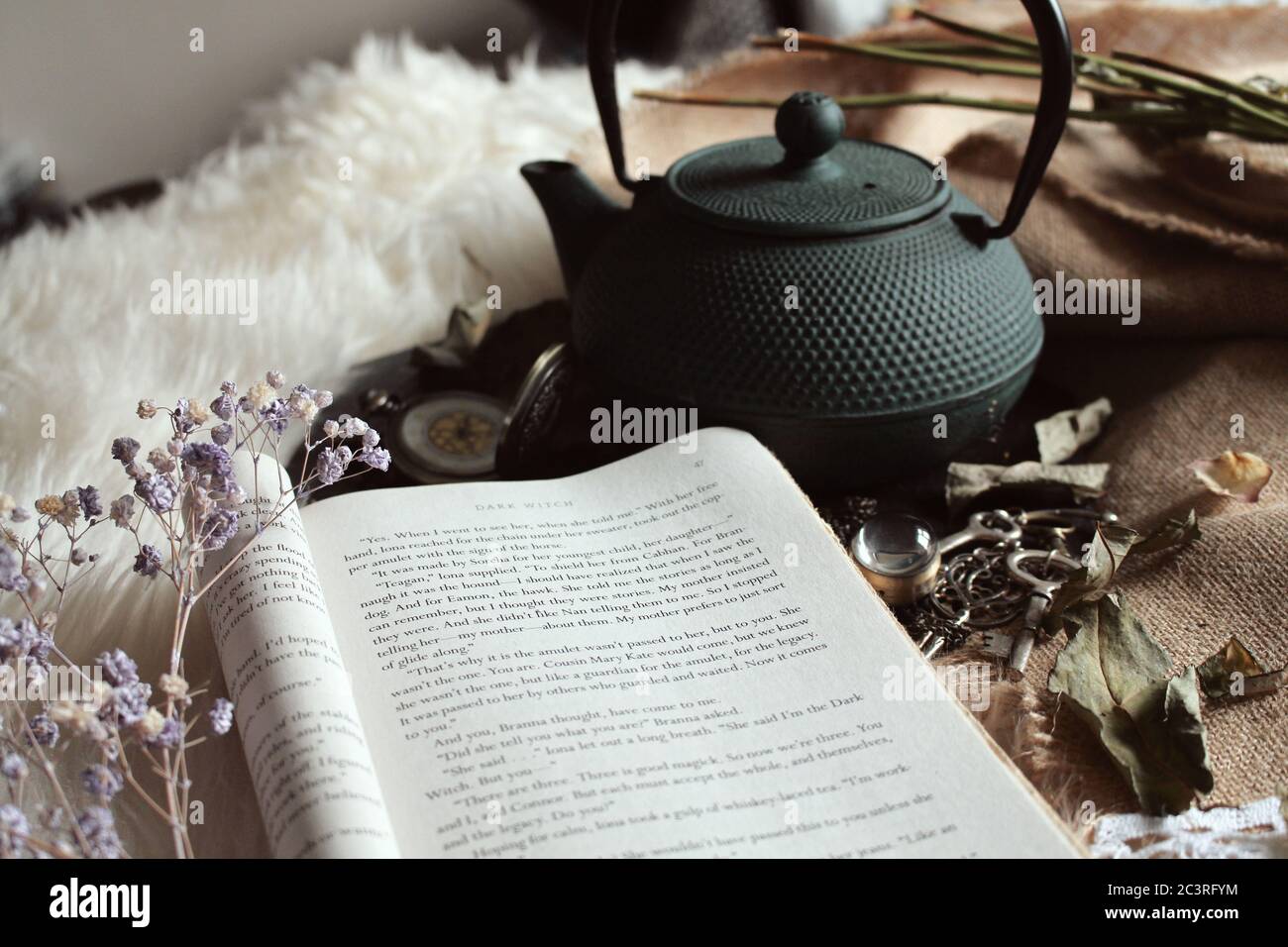 Open Book and Teapot Stock Photo - Alamy