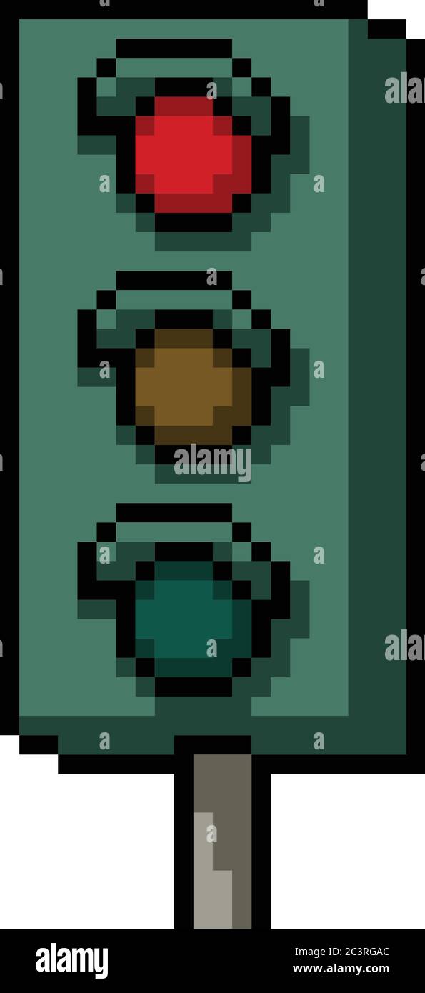 vector pixel art traffic light isolated cartoon Stock Vector Image ...