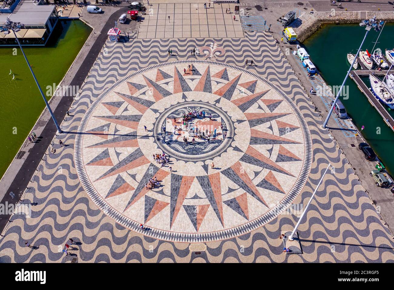 The famous compass rose at the Monument of the Discoveries in Lisbon ...