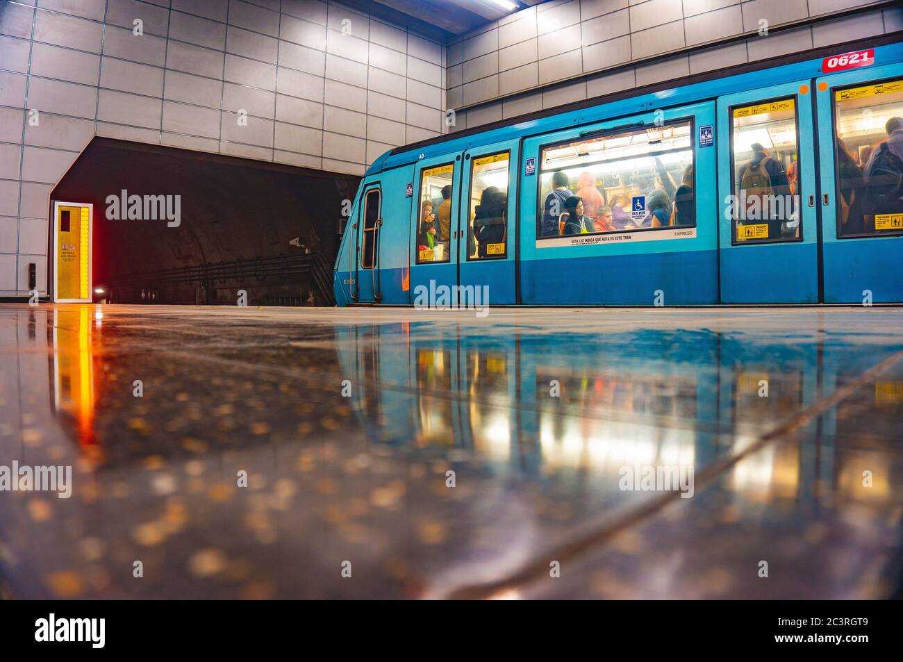 Santiago, Chile - October 2015: A Metro de Santiago train at Line 5 ...