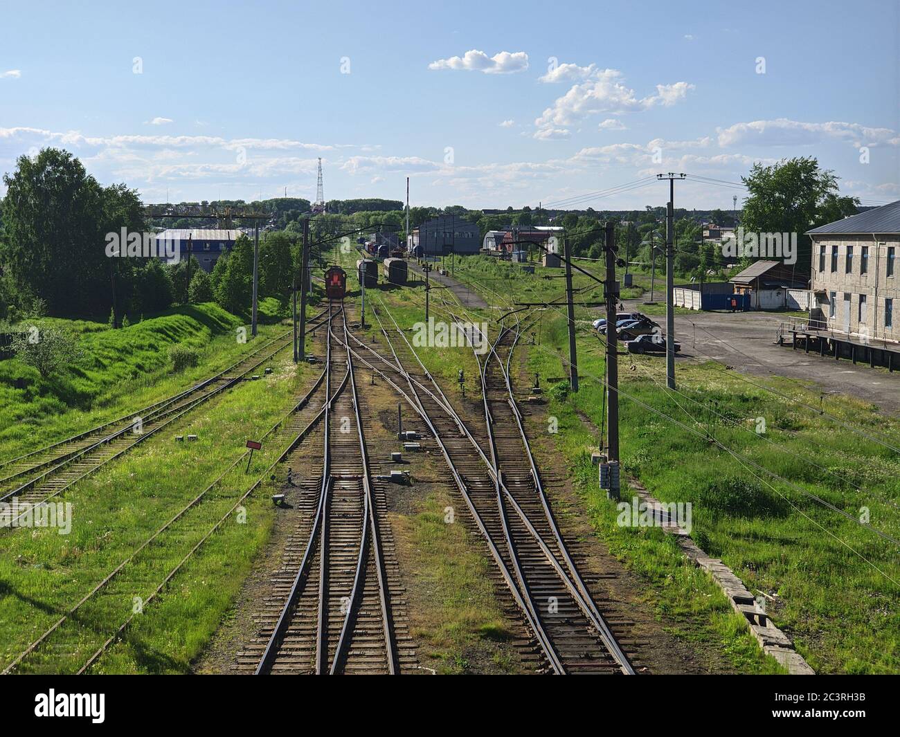 Interlocking several railway tracks at a marshalling yard Stock Photo ...