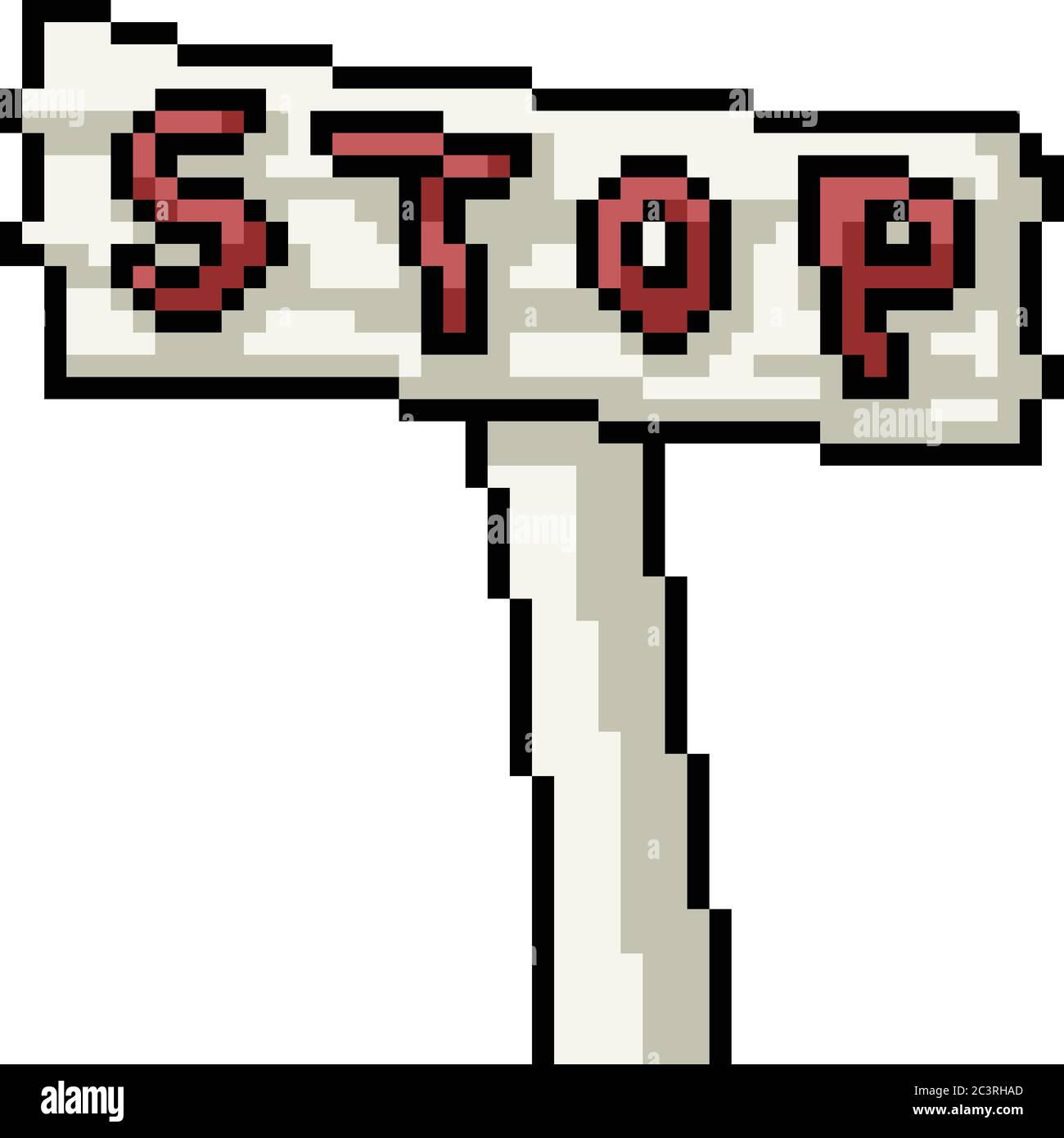 vector pixel art stop sign isolated cartoon Stock Vector Image & Art ...