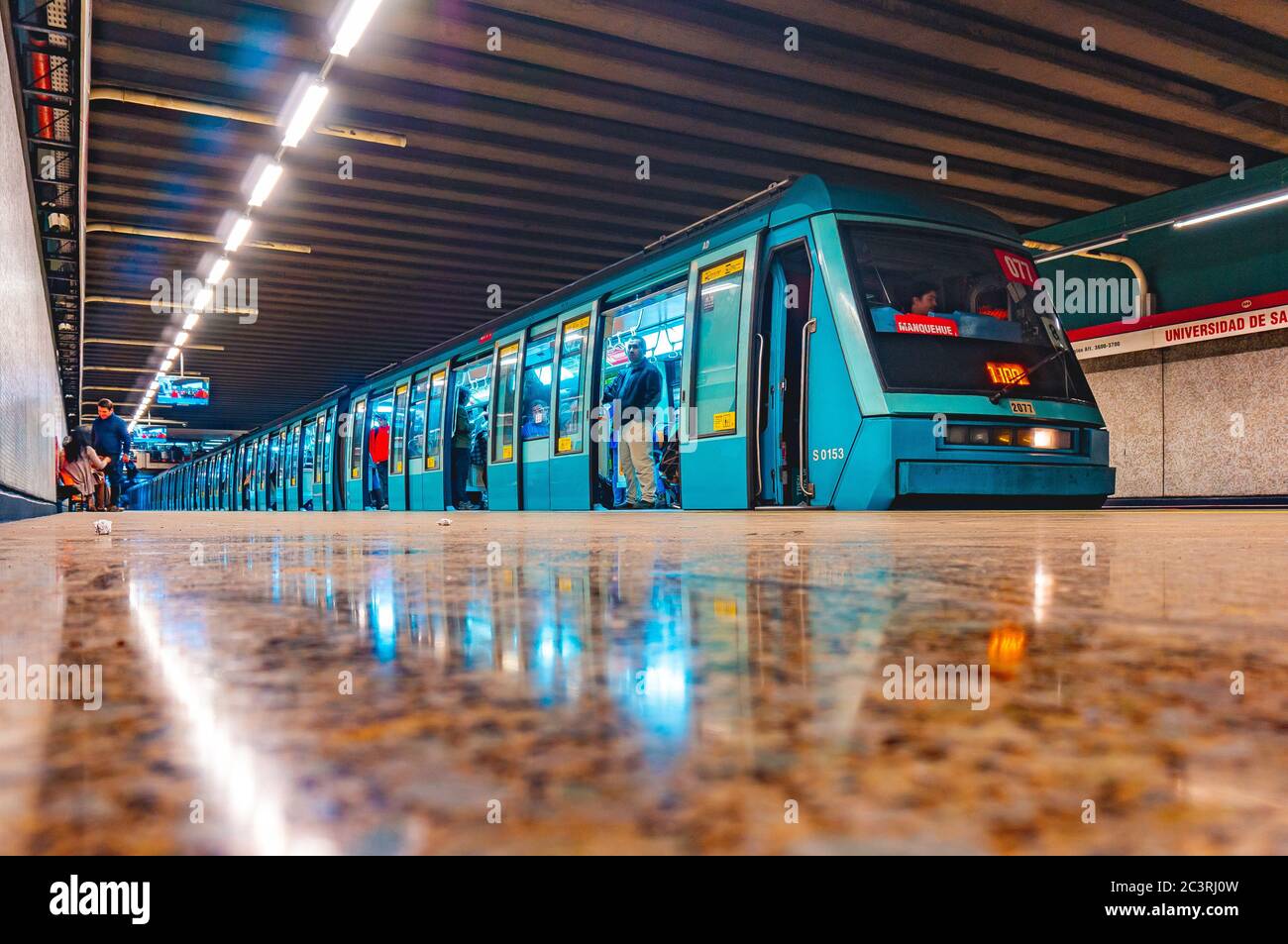 Santiago, Chile - October 2015: A Metro de Santiago train at Line 1 ...
