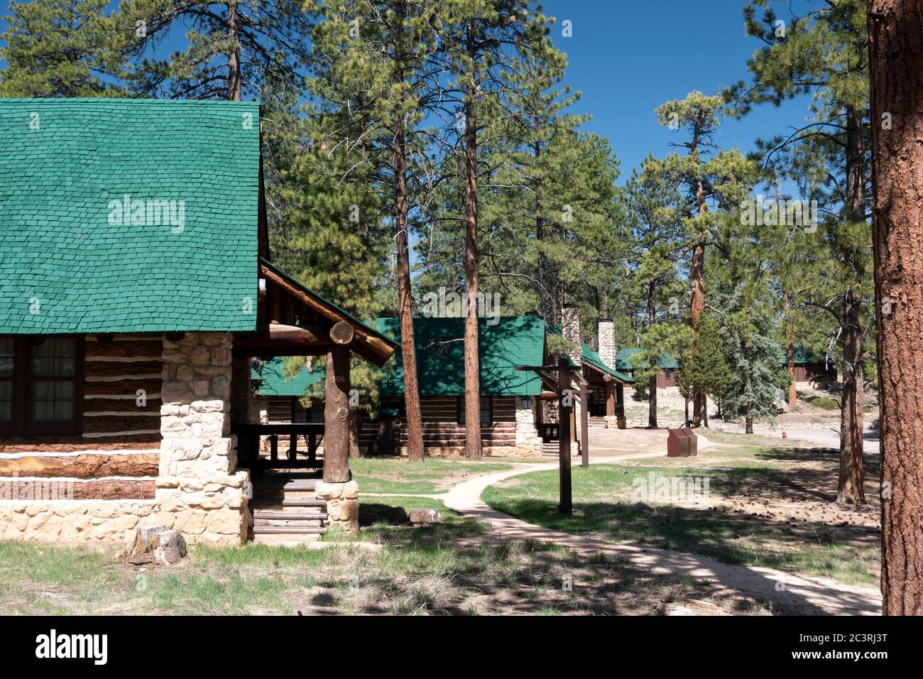 Historic cabins at the Bryce Canyon Lodge inside the national park in ...