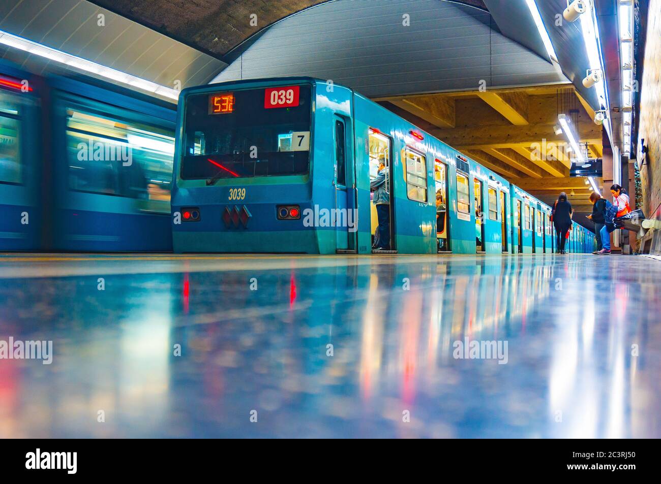 Santiago, Chile - October 2015: A Metro de Santiago train at Line 5 ...