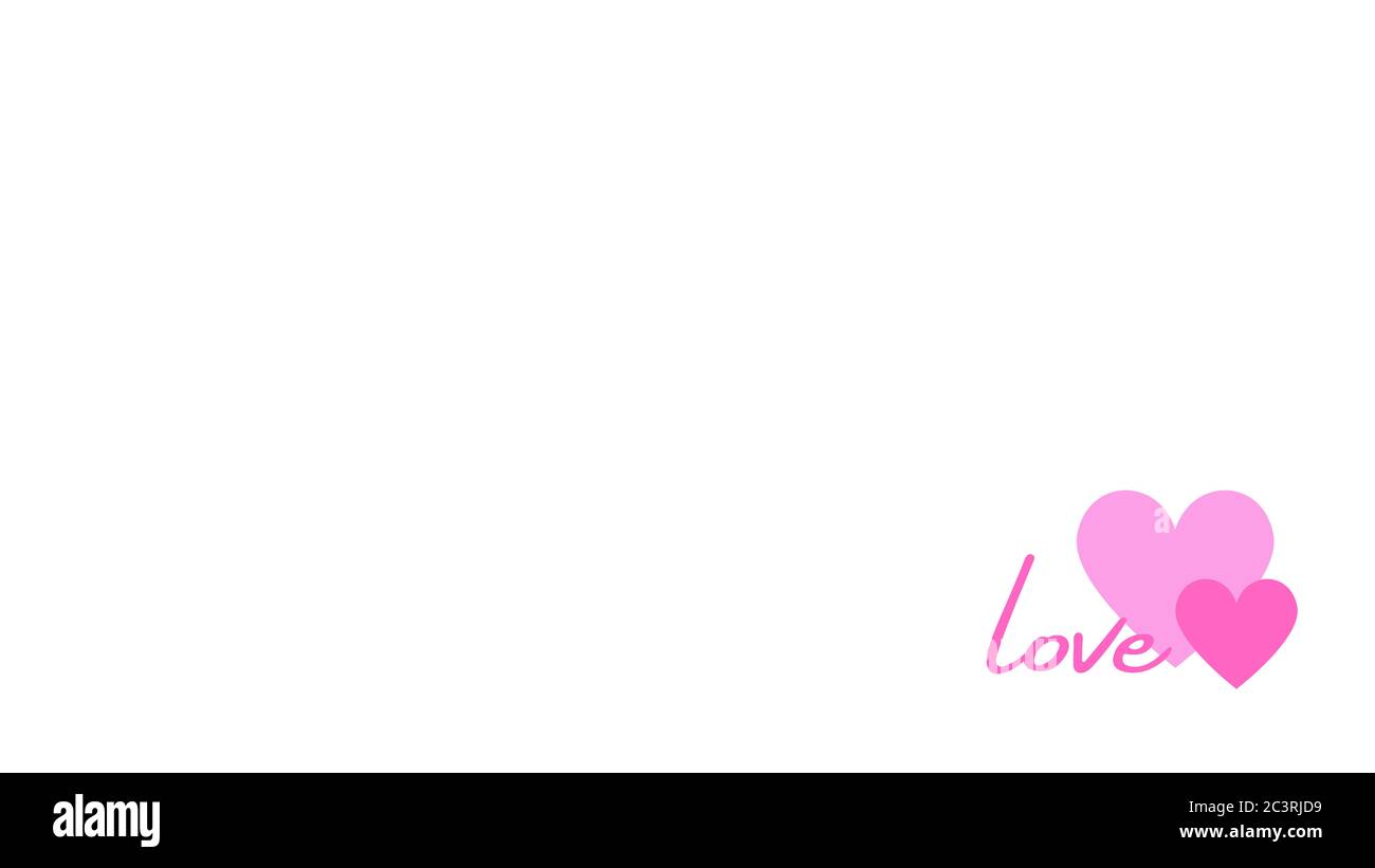 White background, card, design or illustration with hearts in pink ...