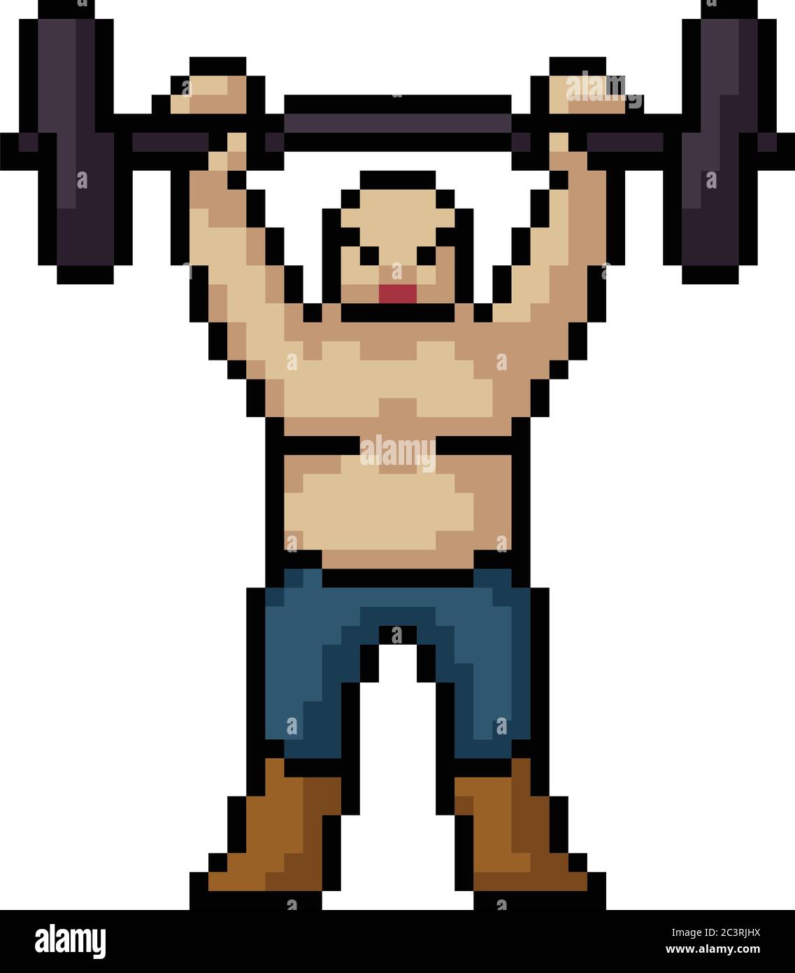 Vector Pixel Art Muscle Man Isolated Cartoon Stock Vector Image And Art Alamy