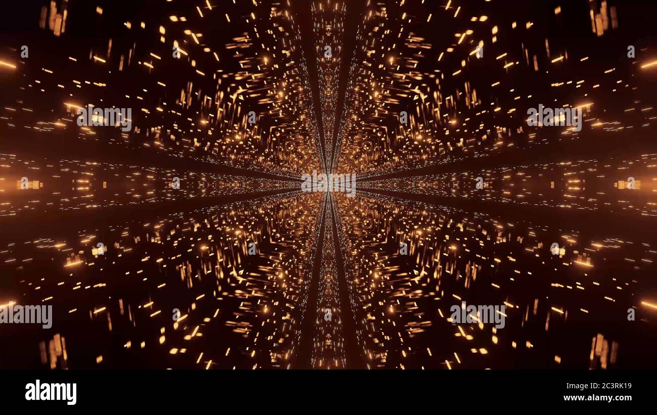 3D rendering of cool patterns made of golden laser lights Stock Photo ...