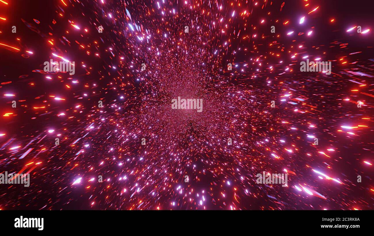 Cosmic environment with millions of pink and red bright lights Stock ...