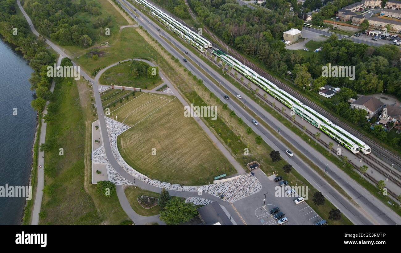 Barrie Line Go Train Aerial - Barrie Ontario Canada Stock Photo - Alamy