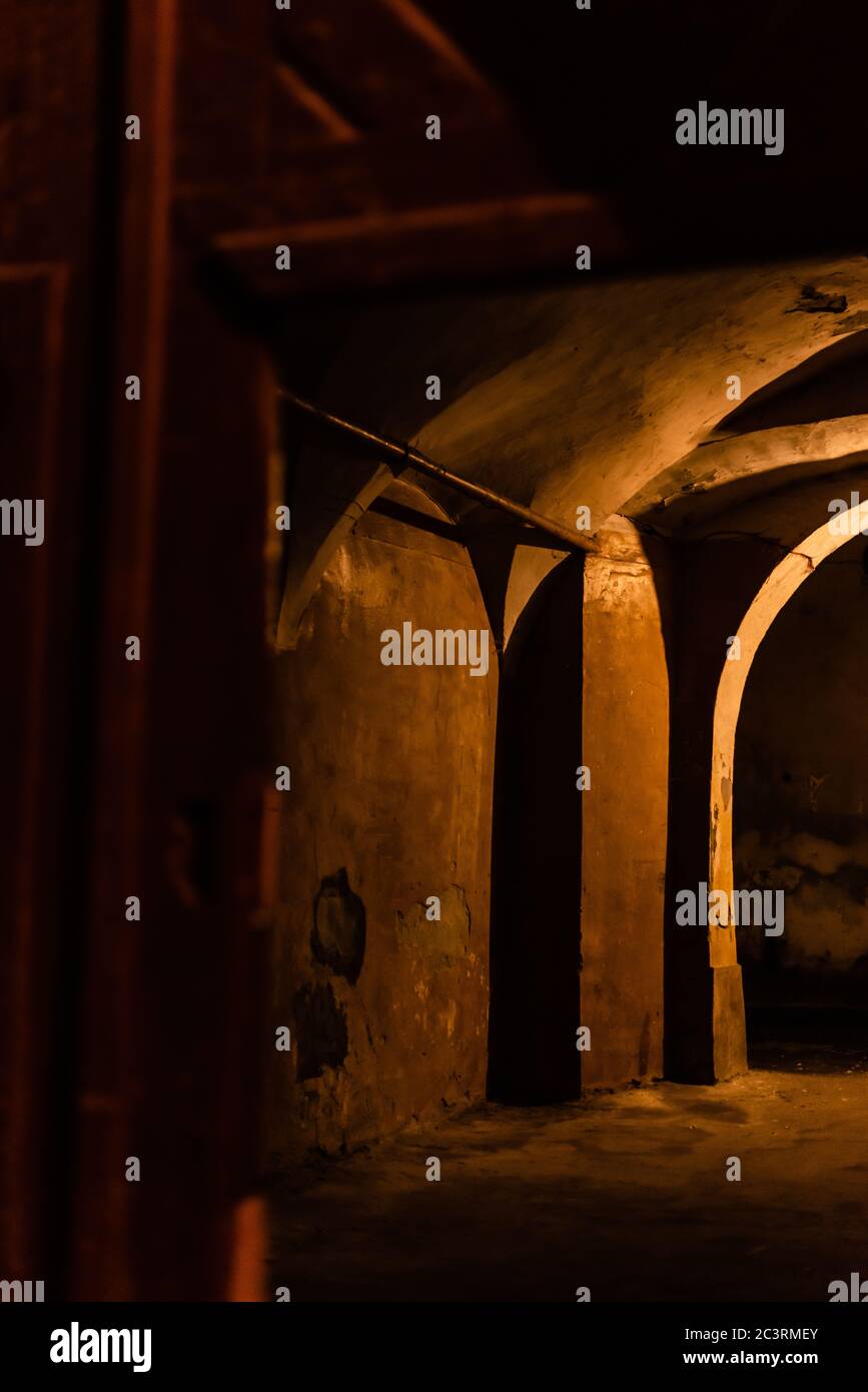 selective focus of old walls in ancient basement Stock Photo - Alamy