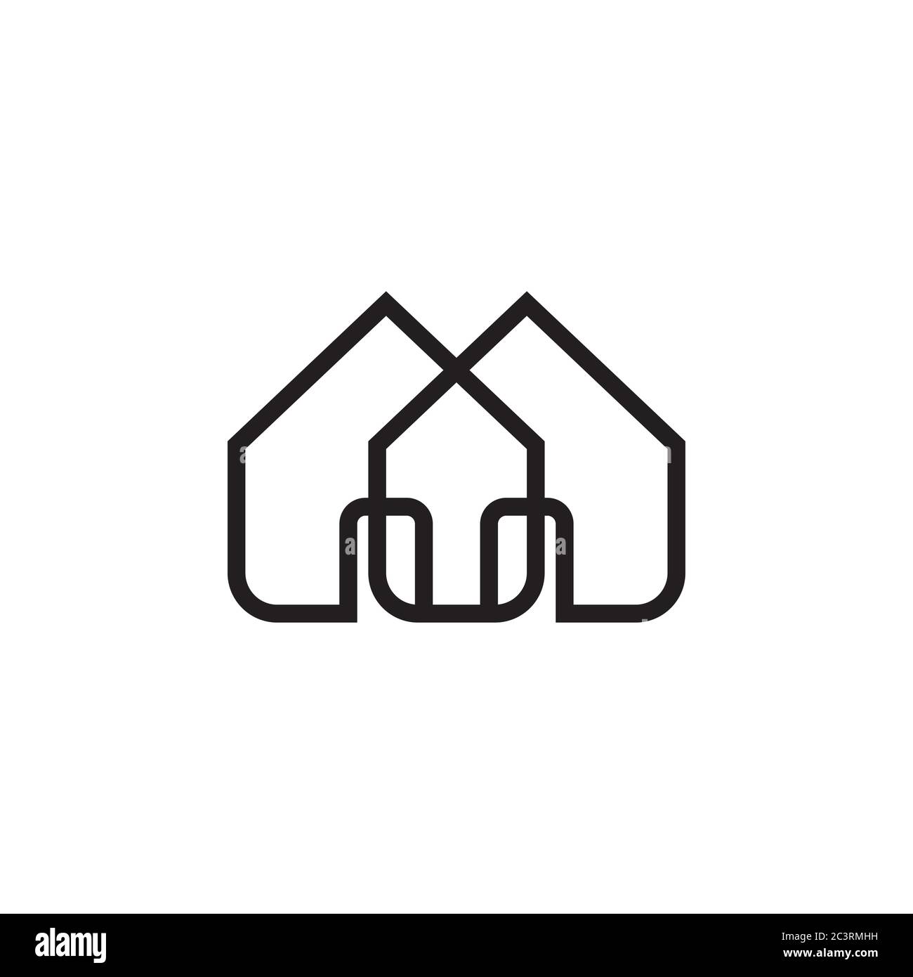 house construction overlapping line design vector Stock Vector Image ...