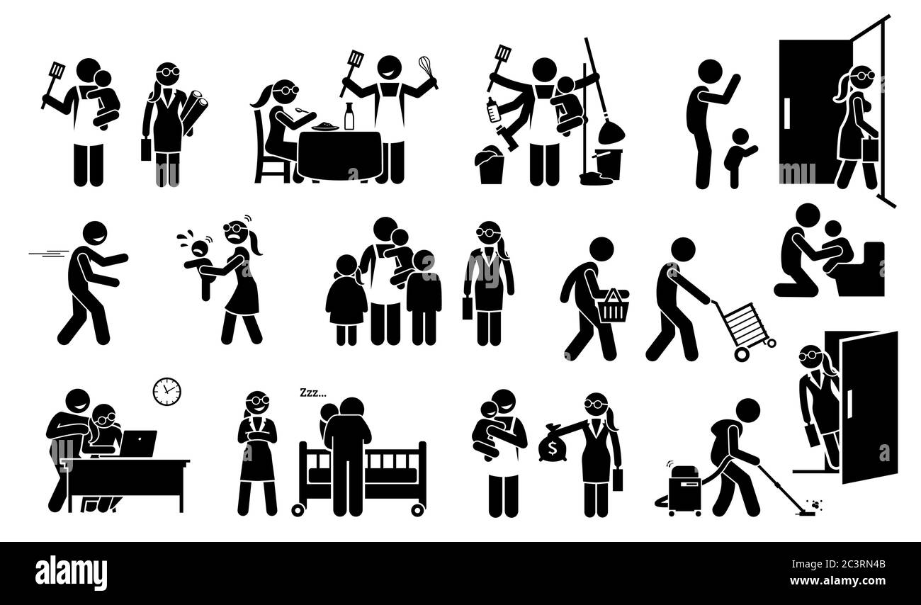 Husband to wife and housework Black and White Stock Photos & Images - Alamy