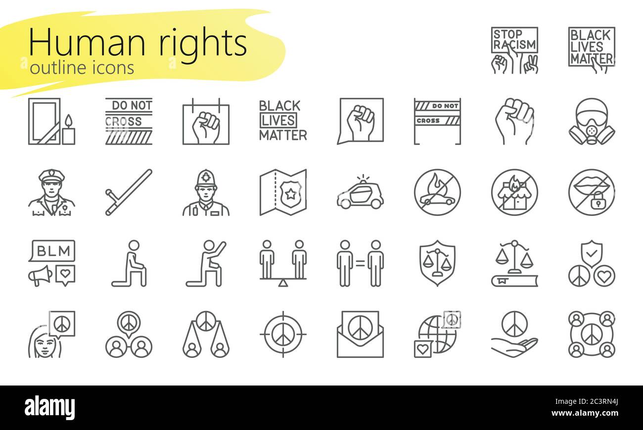 Human rights outline icons for web, mobile app, presentation and other ...