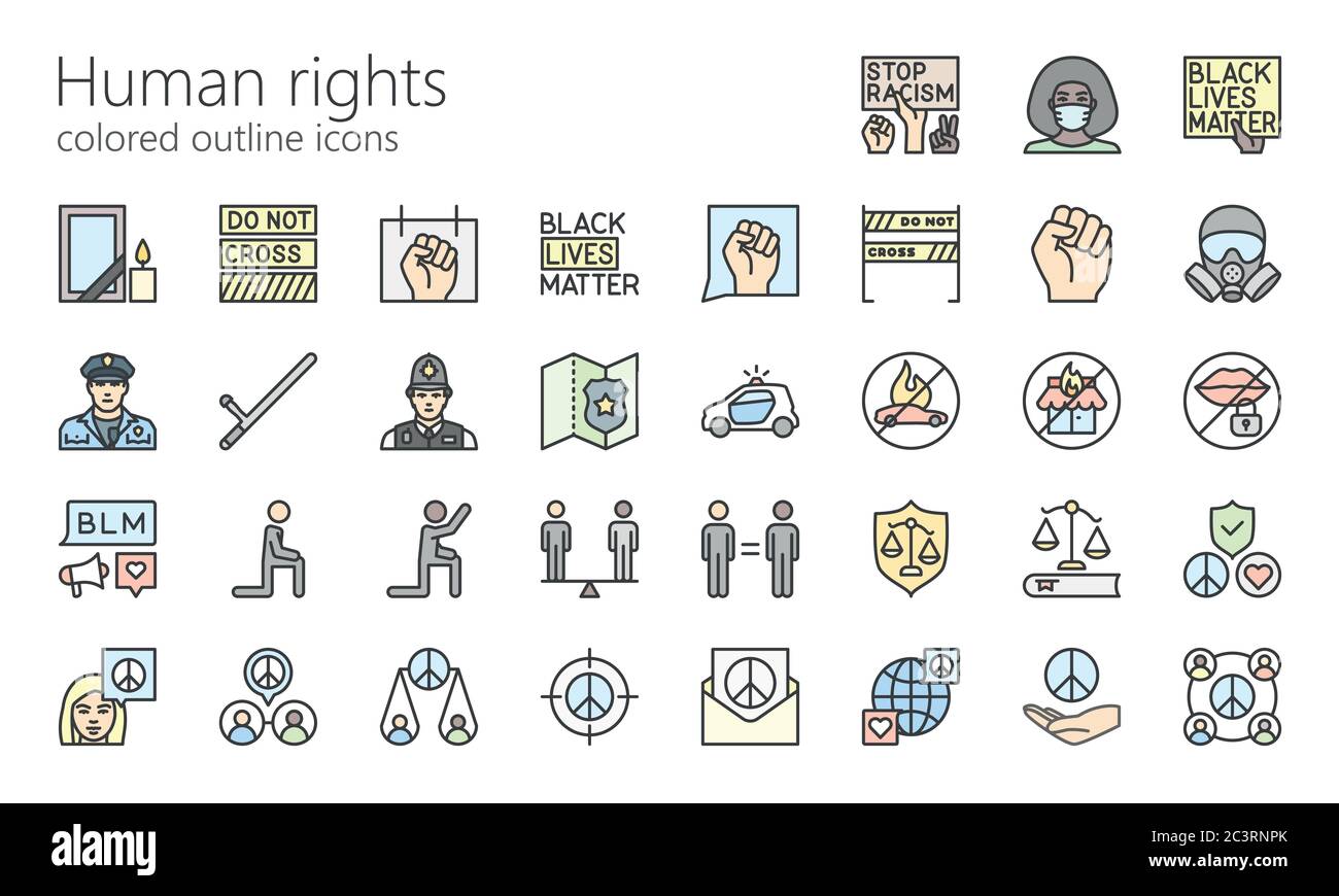 Human rights outline icons for web, mobile app, presentation and other ...